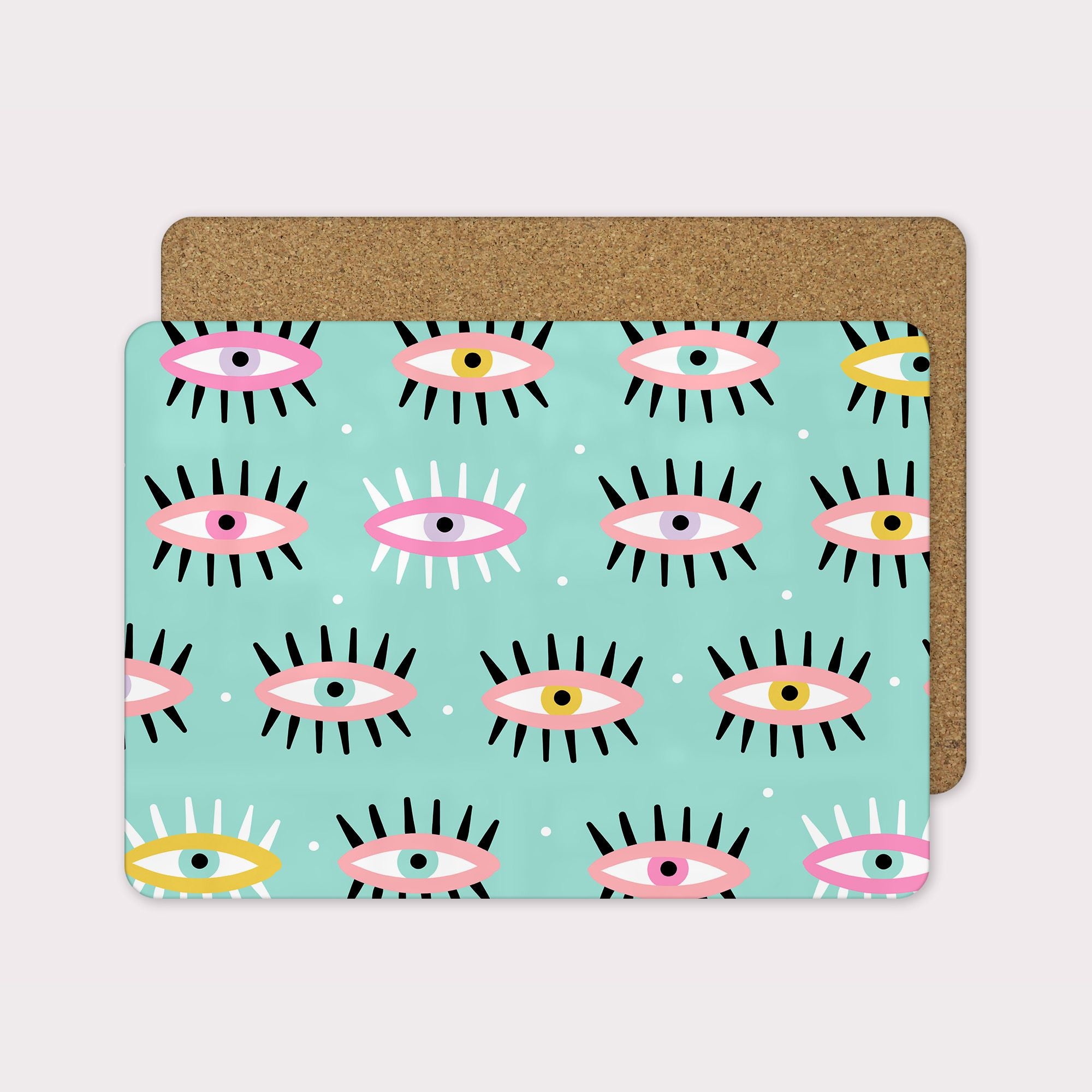 Green Evil Eye Placemat – Mint Evil Eye Cork Table Mat – Yililo