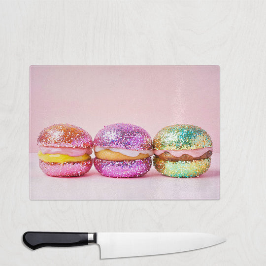 Sequin Burger Glass Chopping Board – Pastel Kitchenware – Yililo