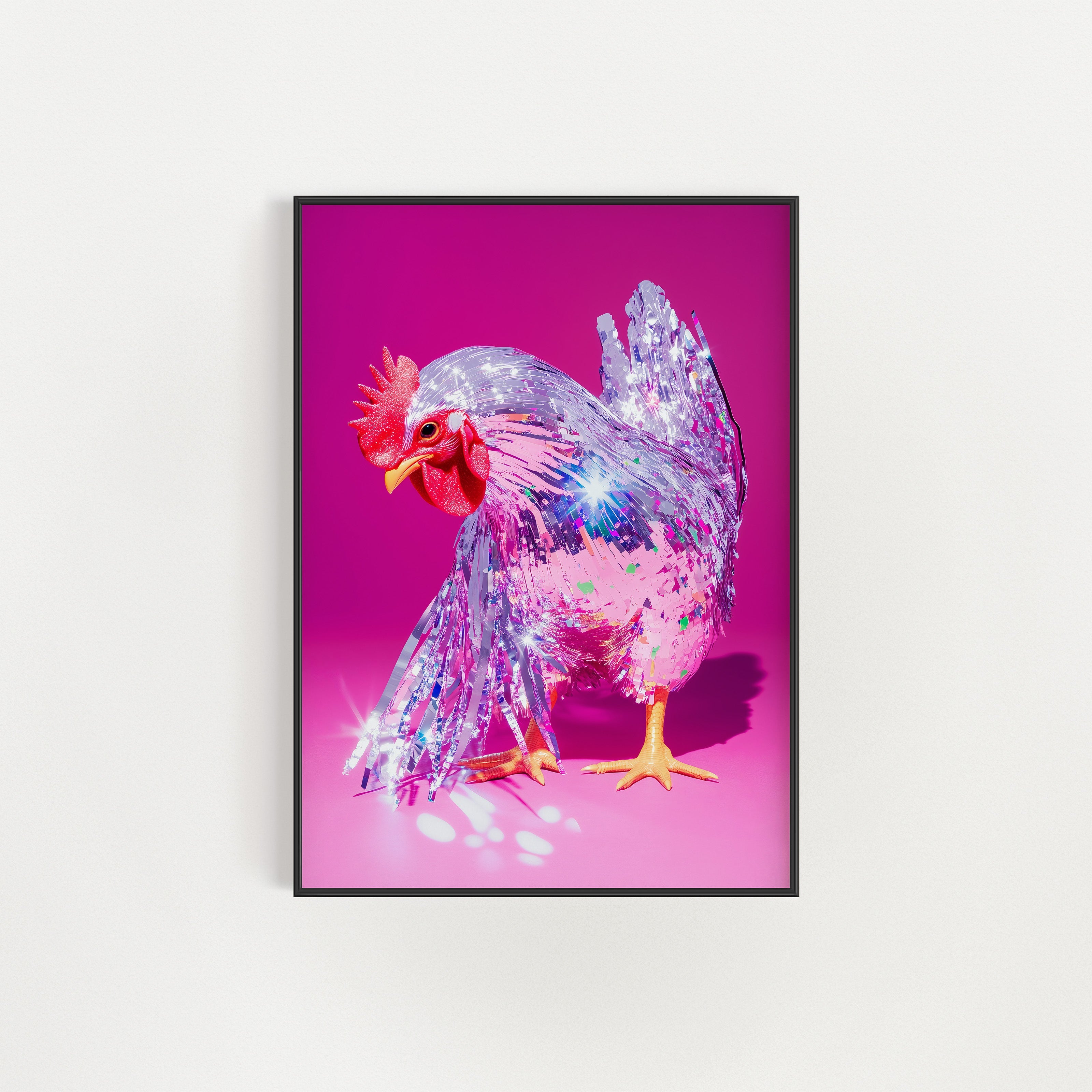 Glitter Chicken Digital Wall Art – A1 Printable Instant Download – Yililo