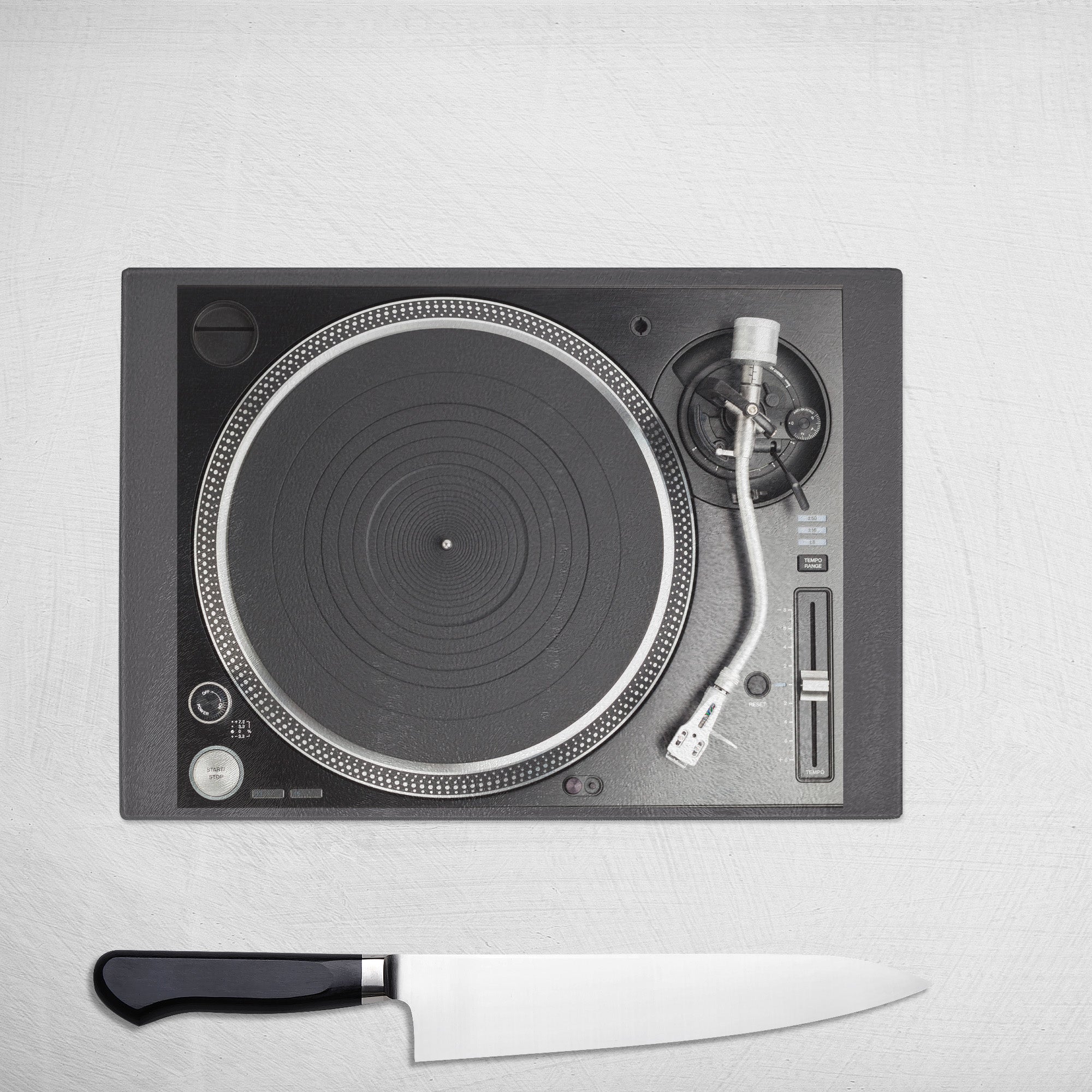 Record Player Glass Chopping Board - Black – Yililo